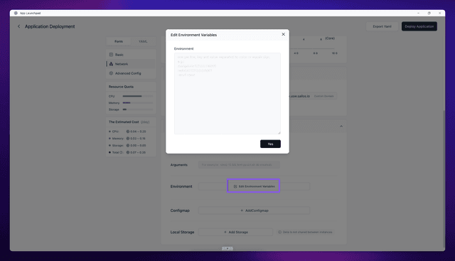 Guides > App-launchpad > Environments | Sealos Docs